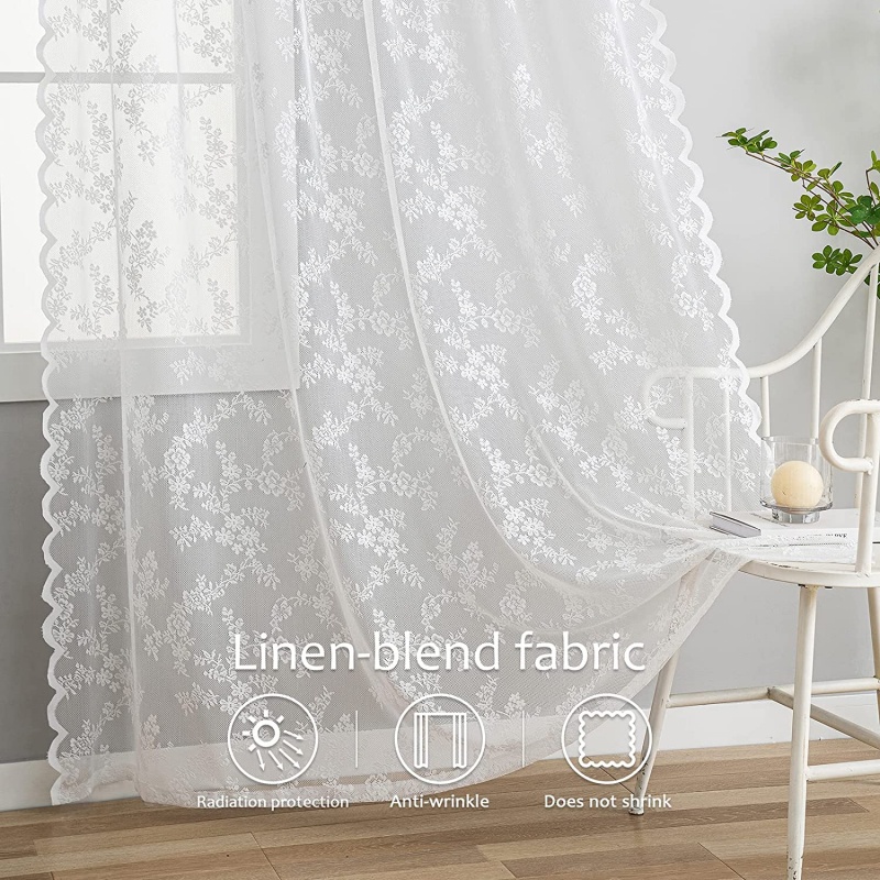 Langsir Tulle Lace Sheer Putih - 2/3 Panel untuk Pintu Gelongsor ...