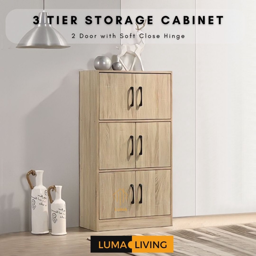 LUMA Living File Cabinet 3 Tier Multipurpose Storage Cabinet with Doors ...