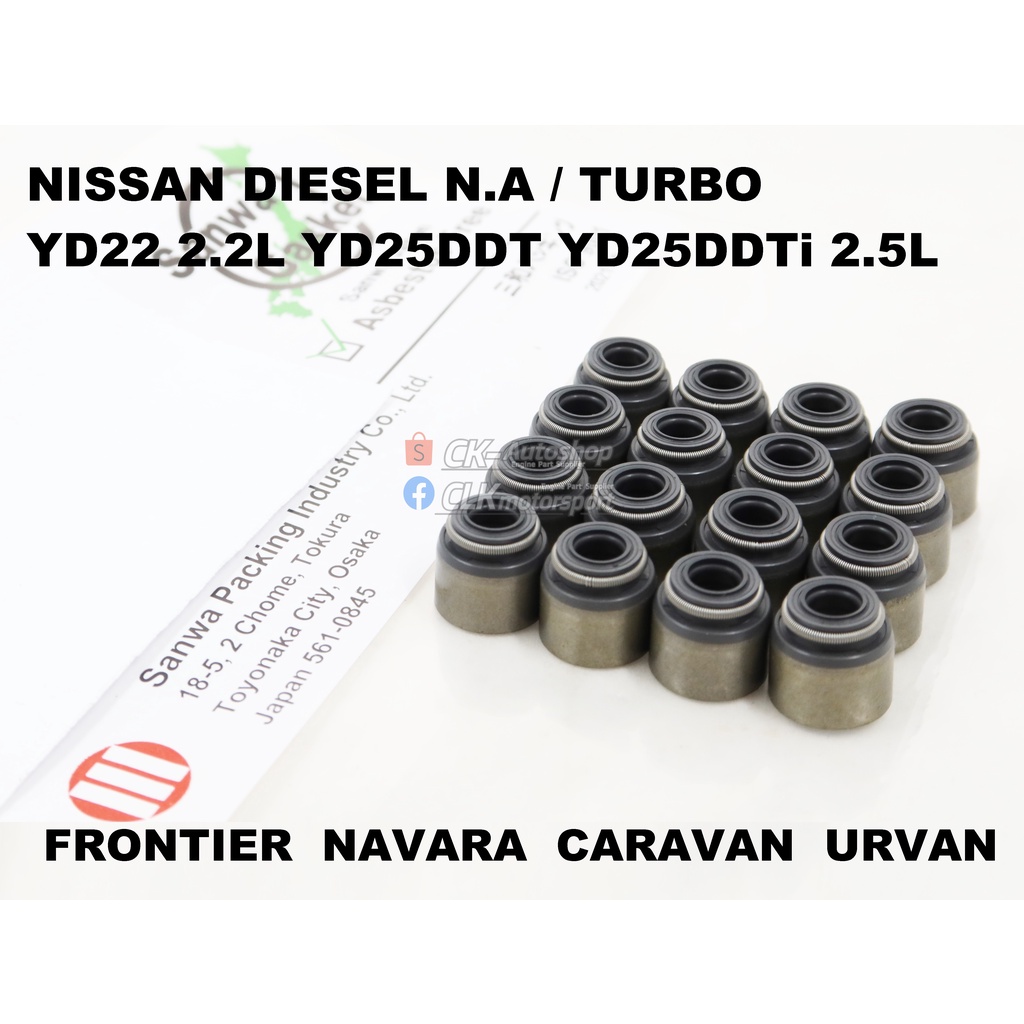SANWA Japan Viton Valve Seal - Nissan YD22DDT YD25DDT YD25DDTi Navara D40 D23 Frontier D22 NP300 ...