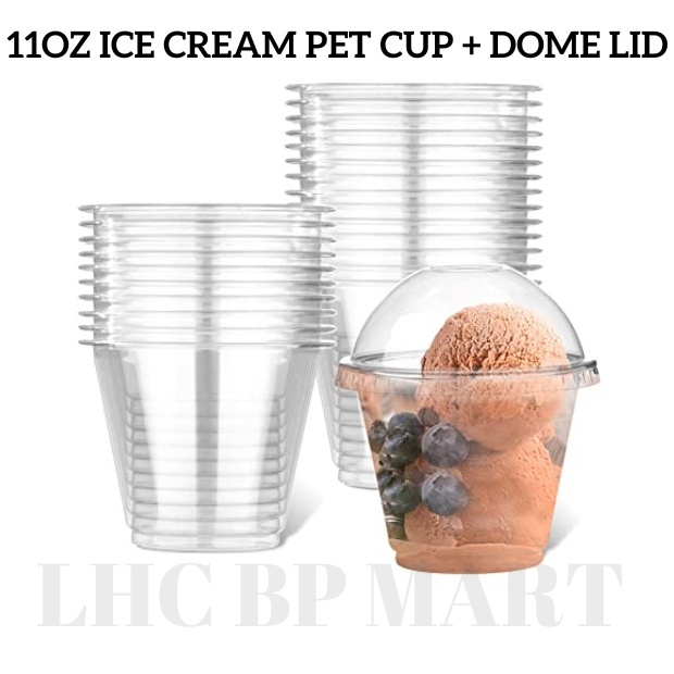 [LHC] FPC 11OZ ICE CREAM PET CUP 50PCS WITH DOME LID / CAWAN AIS KRIM ...
