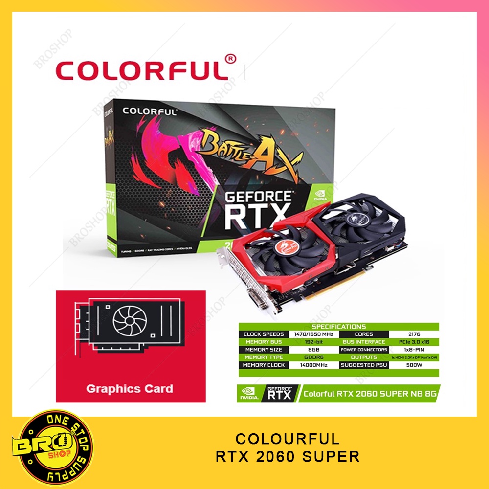 COLORFUL RTX 2060s 2060 Super 2fan 8G 8GB D6 Hashrate43+ Graphic Card ...