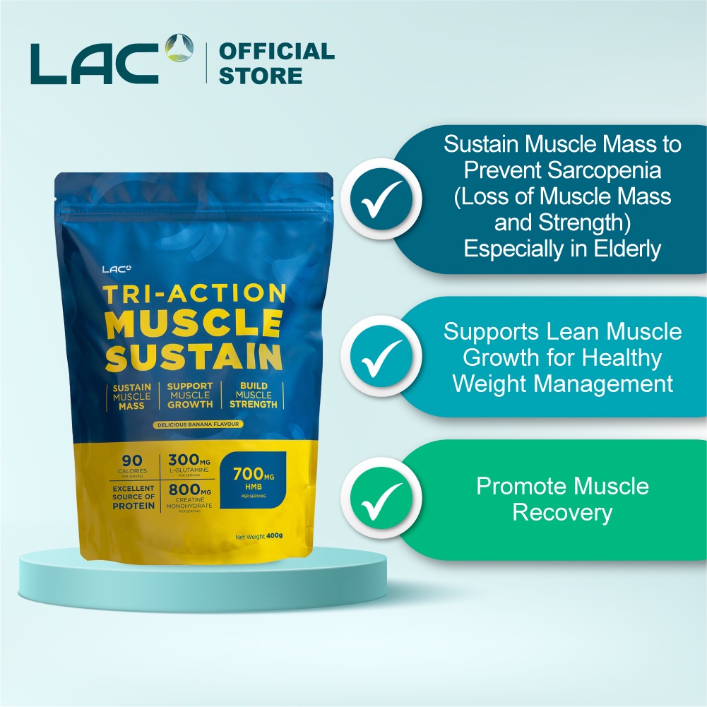 LAC PROTEIN Tri-Action Muscle Sustain - Banana Flavor (400g) [Exp Apr ...