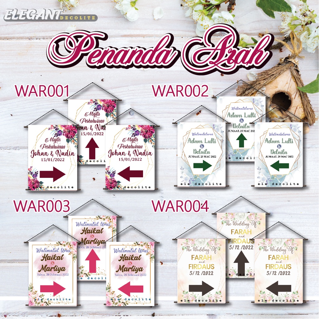 3pcs Penanda Arah Kahwin/Bunting Arah/Penanda Arah Majlis/Bunting Arrow ...