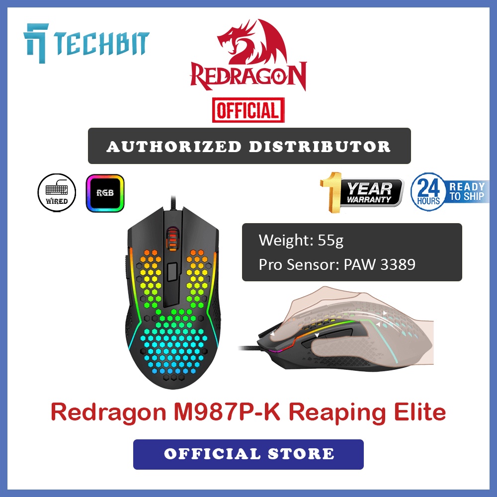 Redragon M987P-K Reaping Elite PMW3389 55g Ultra-lightweight Flawless Gaming Mouse | Shopee Malaysia