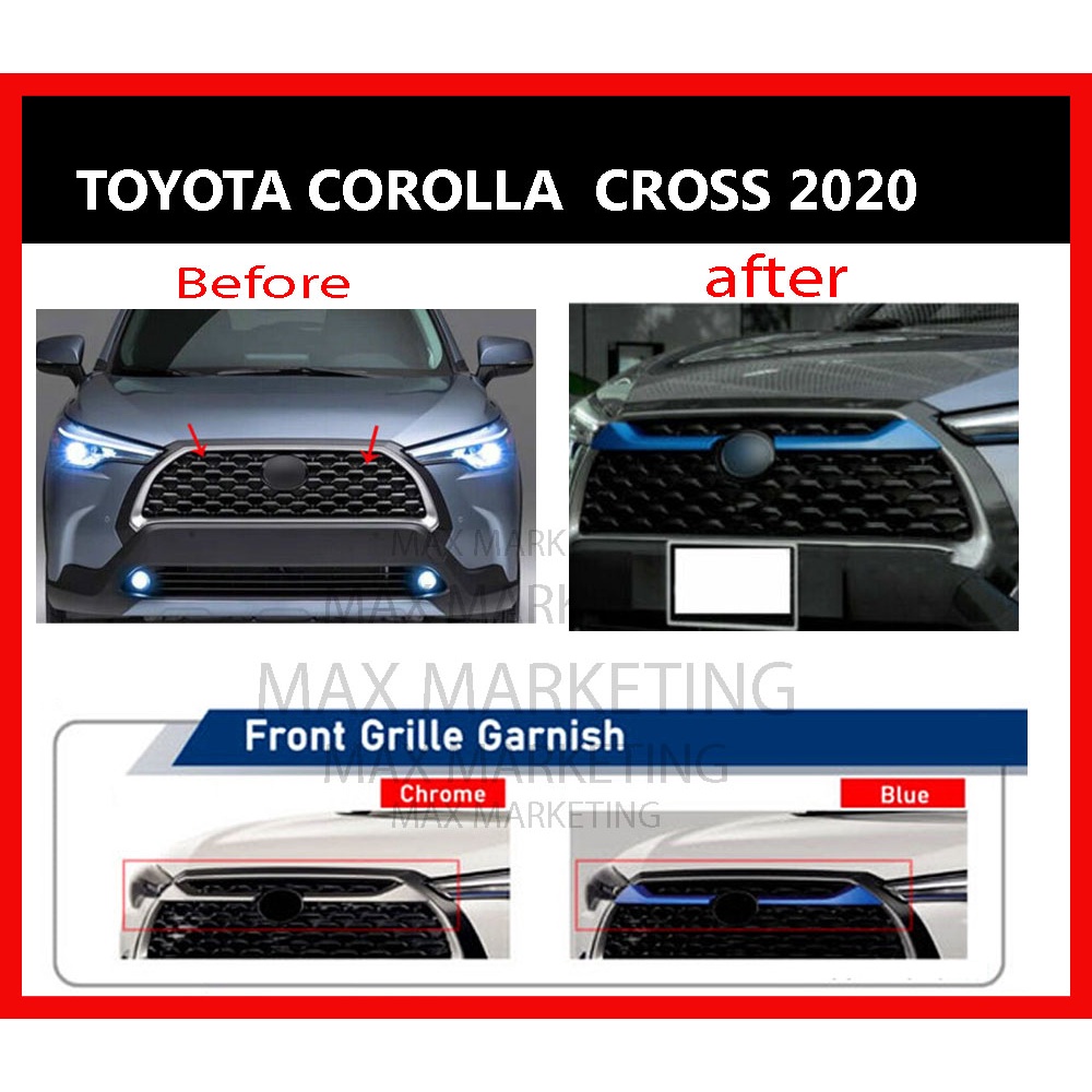 TOYOTA COROLLA CROSS 2020 2021 2022 FRONT GRILLE GRILL CHROME BLUE ...
