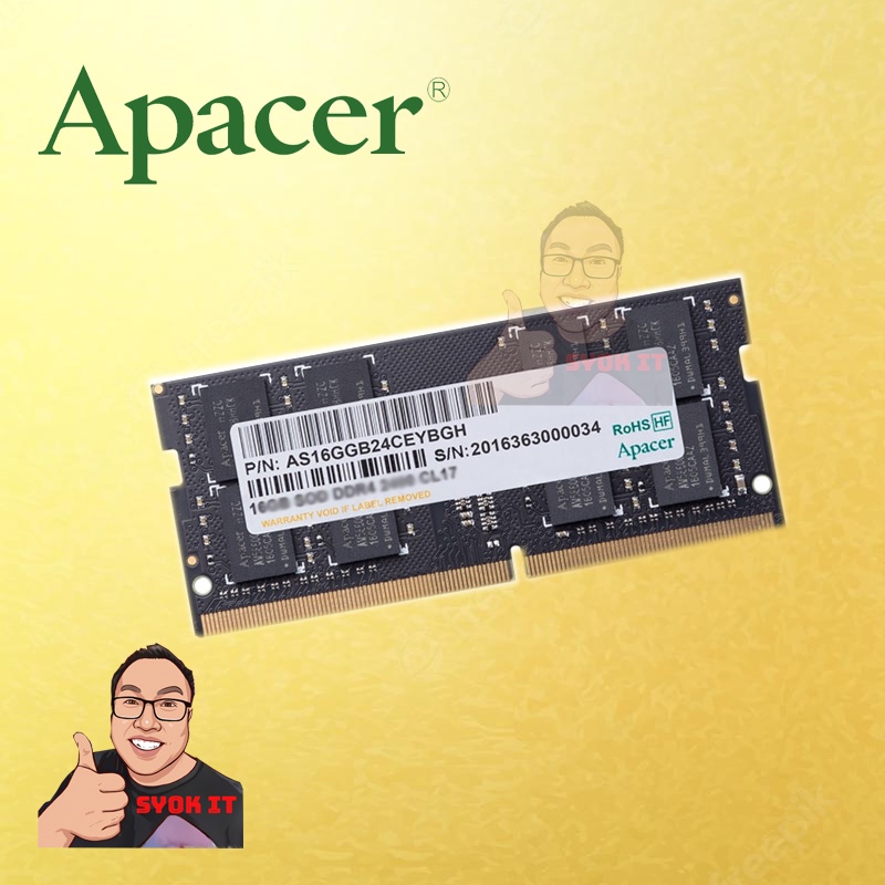 RAM Apacer 8GB / 16GB DDR4 / 3200 SODIMM RAM UPGRADE UP-GRADE SYOK IT ...