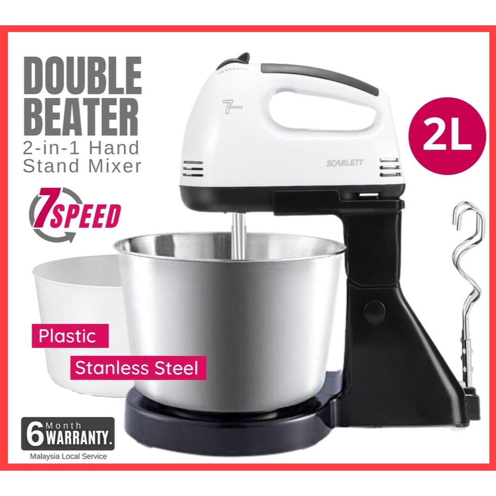 Scarlett Super 7 Speed Hand Mixer 2L Detachable Stainless Steel Bowl ...