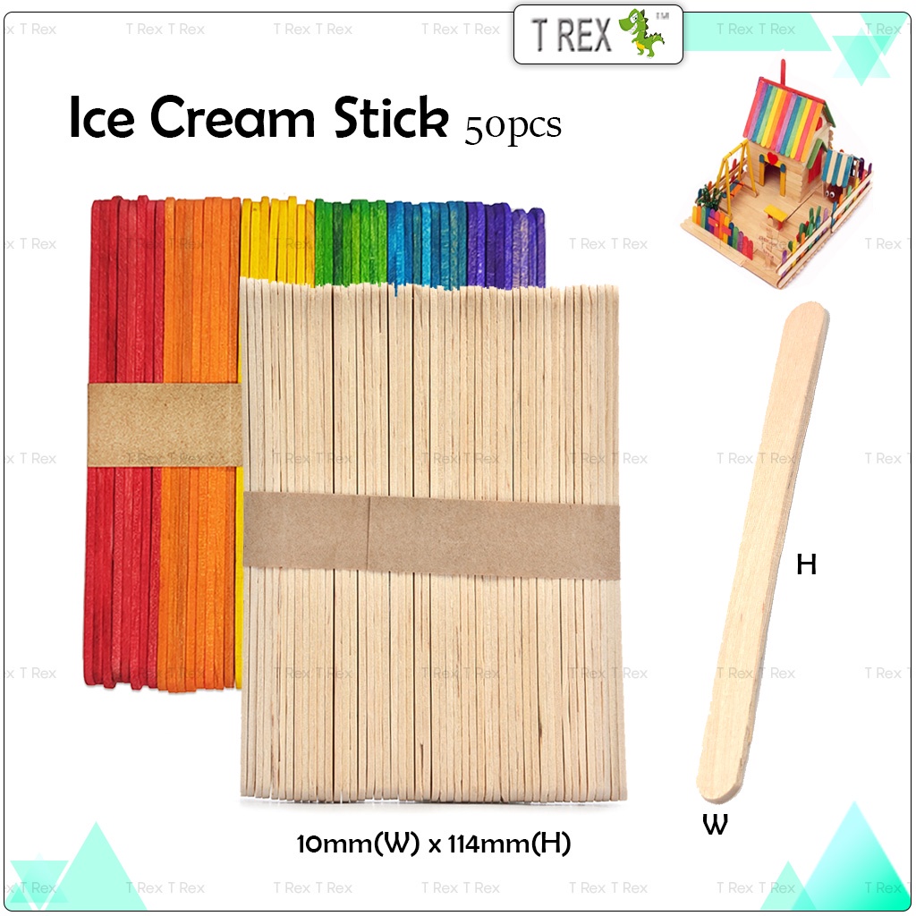 Wooden Ice Cream Stick 50pcs / DIY Pine Wood Craft Stick / Popsicle ...