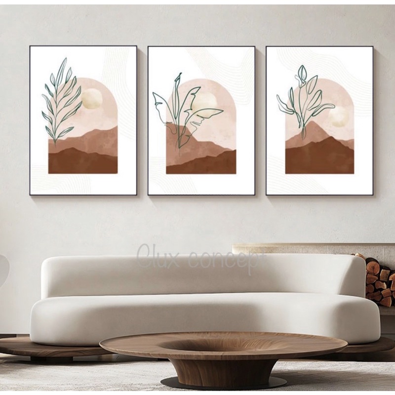 (set of 3 with frame) Nordic Modern Minimalist Morandi Design Wall ...