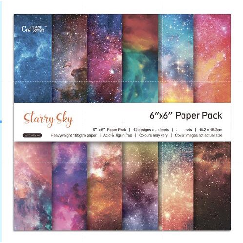 Paper Pack 6"x6" Sky 12 sheet Art Background Paper Card Making DIY Scrapbook Paper Craft ...