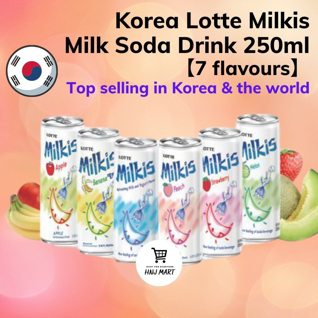 Korea Lotte Milkis Soda Drink 250ml [7 flavours] Carbonated Milk Drink ...