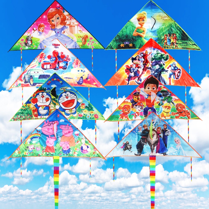Cartoon Triangle Kite with Long Tail (FREE String) | Shopee Malaysia