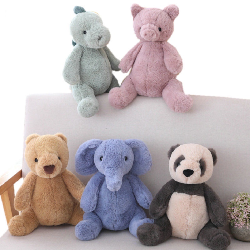 30cm Cute Soft Fluffy Hair Elephants Piggy Brown Teddy Bear Baby Cuddly ...