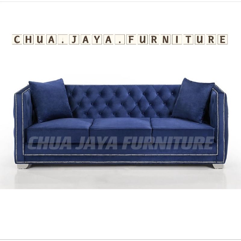 SOFA CHESTERFIELD (L SHAPE) 3 SEATER+STOOL | Shopee Malaysia