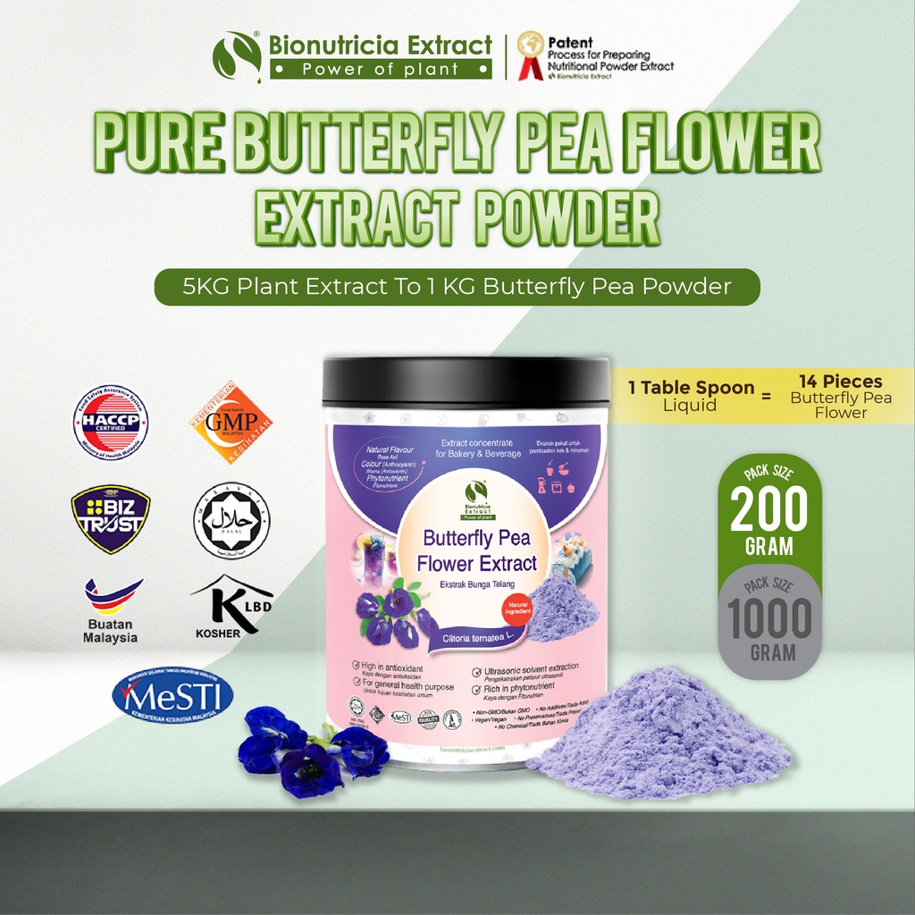 Butterfly Pea Flower Extract Powder 200g- Natural Colourant & Flavour ...