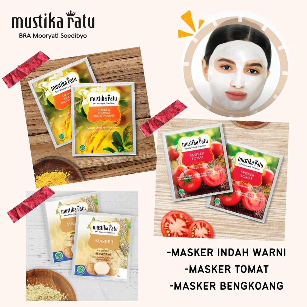 Mustika Ratu Powder Mask. Masker Serbuk Tomat | Bengkoang | Indah Warni ...