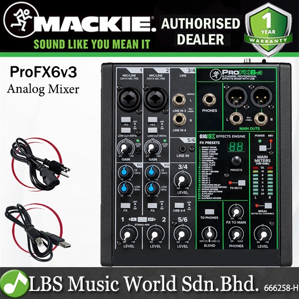 Mackie ProFX6v3 6 Channel Mixer Compact USB Mixers with Effects (Pro FX ...
