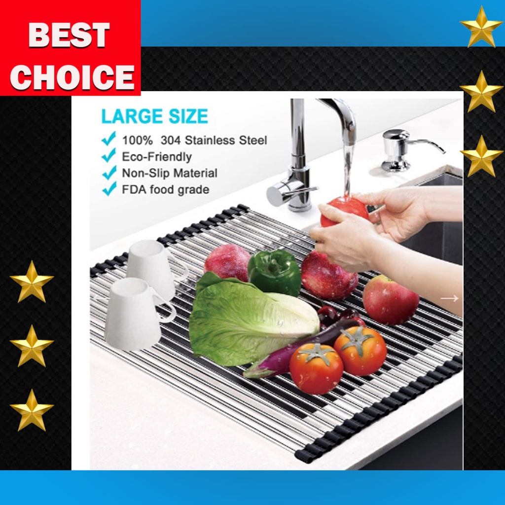 rak sinki dapur stainless steel/tempat letak makanan/pengering makanan ...