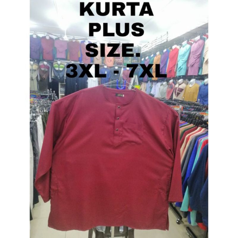 Kurta Plus Saiz Round Neck Saiz S-6XL( Kain Sejuk dan Soft) | Shopee Malaysia