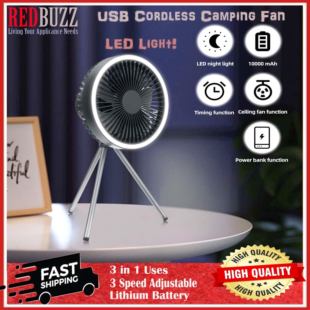 REDBUZZ Portable Fan Camping Fan Outdoor Rechargeable Fan Camping Light ...