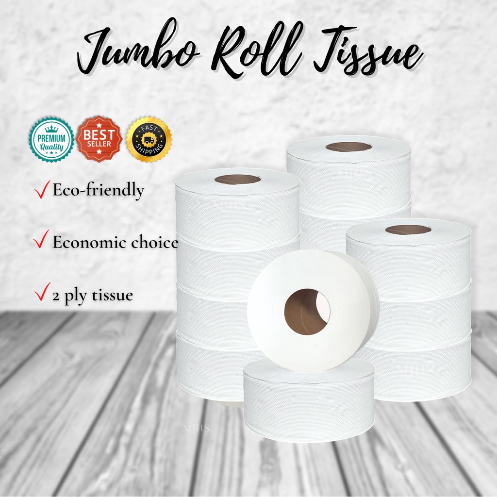 【Carton】Thick Jumbo Roll Tissue Paper Recycle Toilet Roll Tisu Jumbo ...