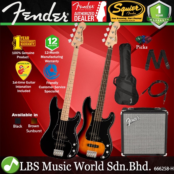 Squier By Fender Affinity Series Precision PJ Electric Bass Guitar Pack ...