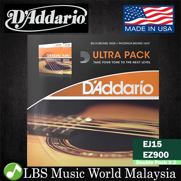 D'Addario Ultra Pack EZ900 EJ15 Acoustic Guitar String Daddario Extra ...