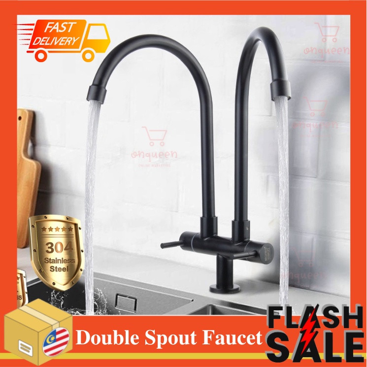 Kitchen Sink Faucet Stainless Steel SUS304 Faucet Pillar/Wall Twins ...