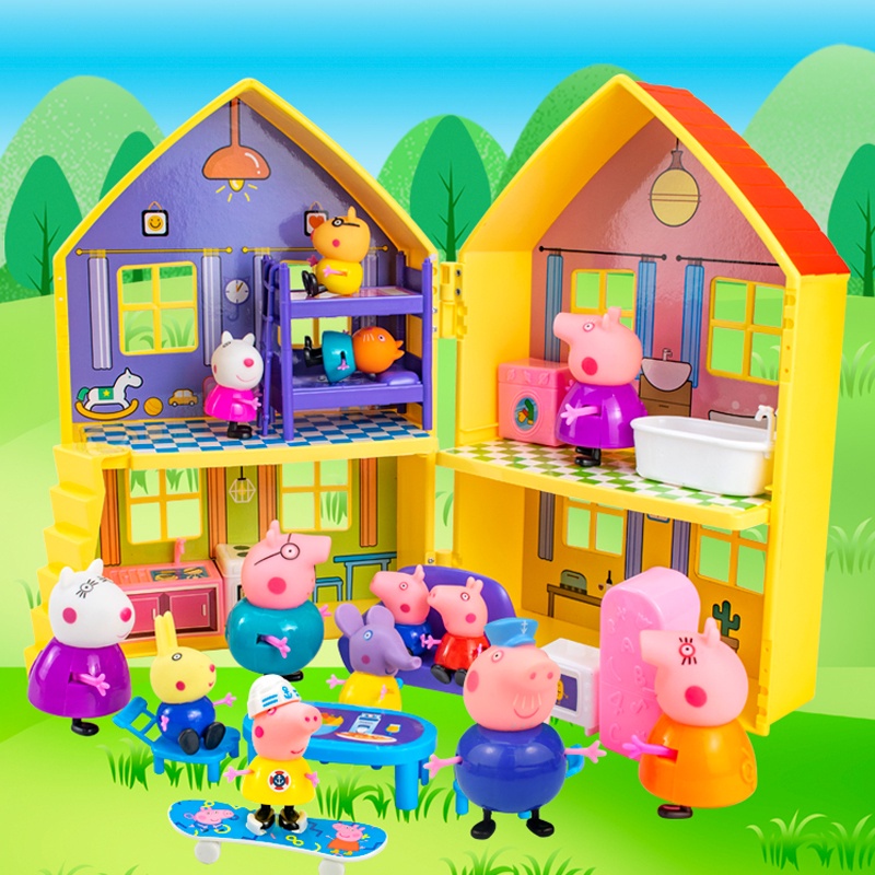 Peppa Pig Luxury Household Double-Sided Toy with a Family Four-Piece ...