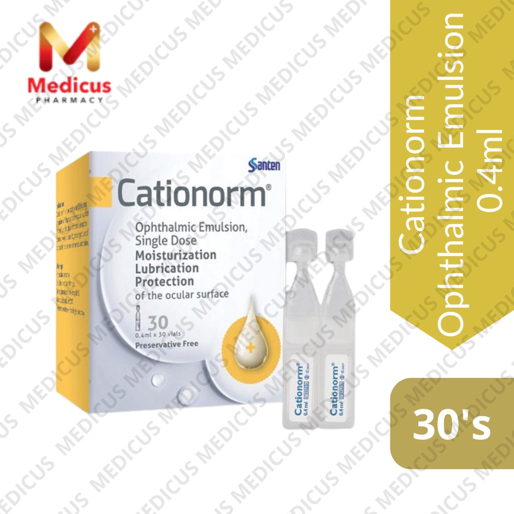 Cationorm Ophthalmic Emulsion Single Dose 0.4ml x 30's (Exp: 08/2025 ...