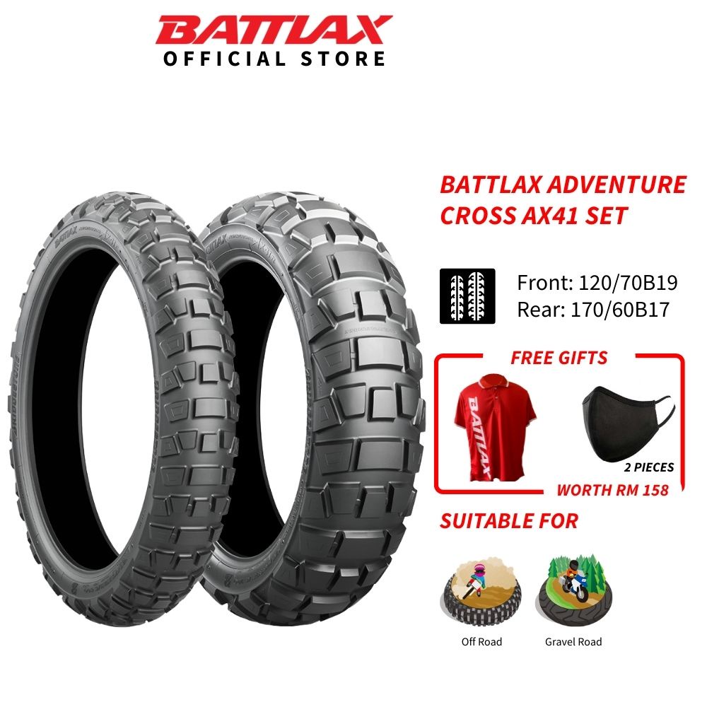 Bridgestone Battlax Adventure Cross AX41 Set Front 120/70/19 Rear 170 ...