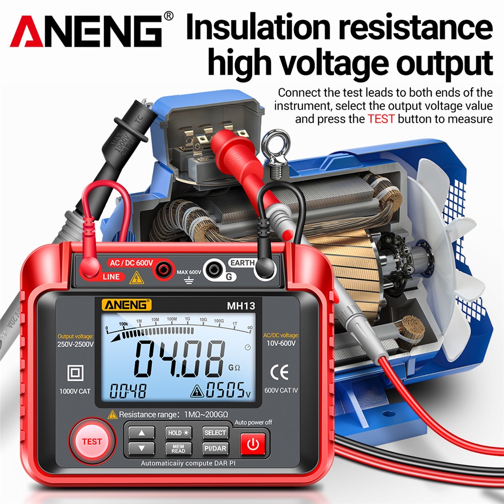 ANENG MH13 Ohm Tester Digital Multimeter Megometro Insulation Earth ...