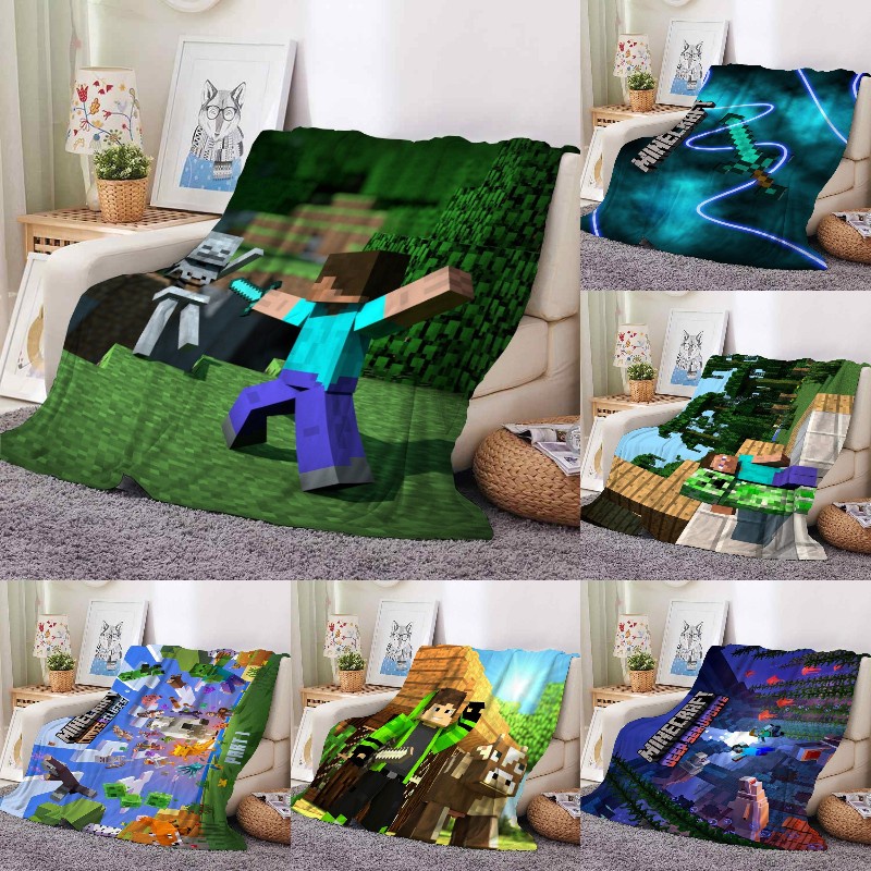 75cmx100cm Minecraft Character 3D Printed Flannel Blanket Creeper Steve ...