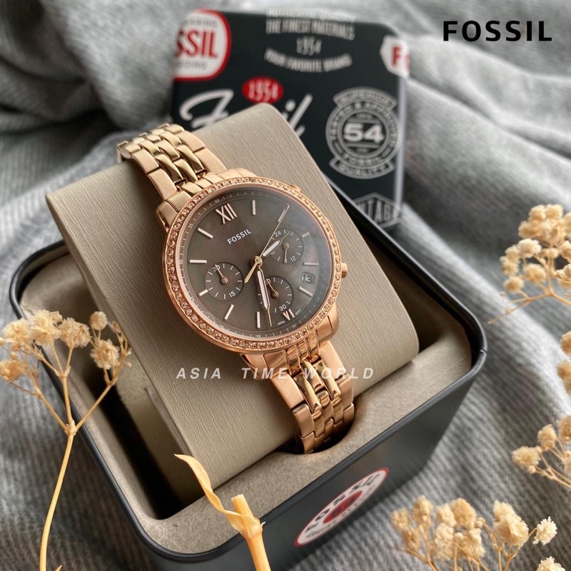 [Original] Fossil ES5218 Elegance Chronograph Women Watch with Brown ...