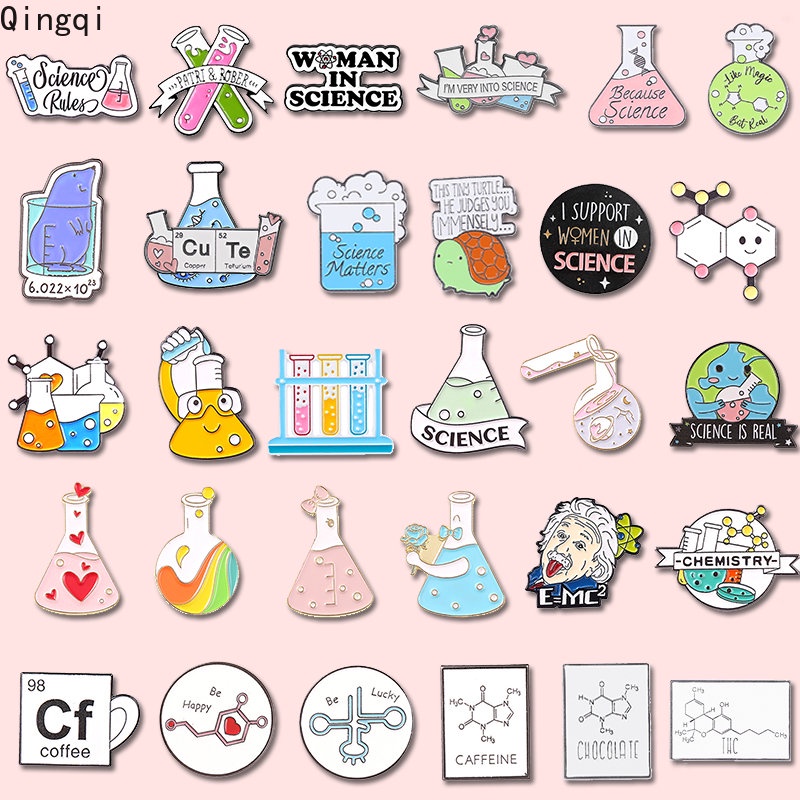 Creative Cute Chemical Equation Enamel Brooch Pin Geometric Molecular ...