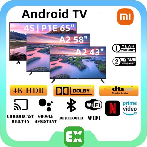 XIAOMI Mi Smart Androind TV 4S 65'' P1E 65" A2 58'' A2 43" 4K LED HDR DISPLAY GLOBAL VERSION ...