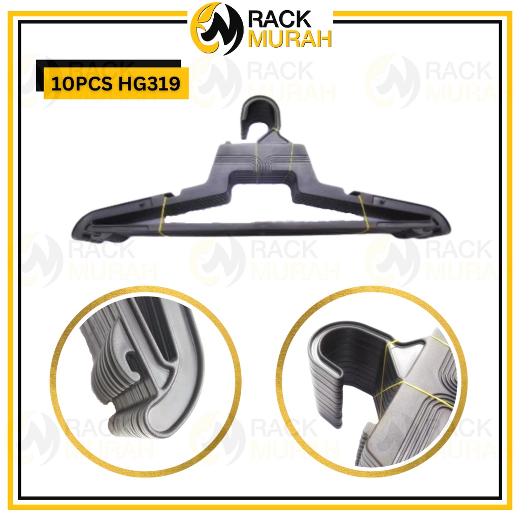 10PCS HANGER DOBI / TEBAL / BERKUALITI / HANGER HITAM PASAR MALAM HG319 ...