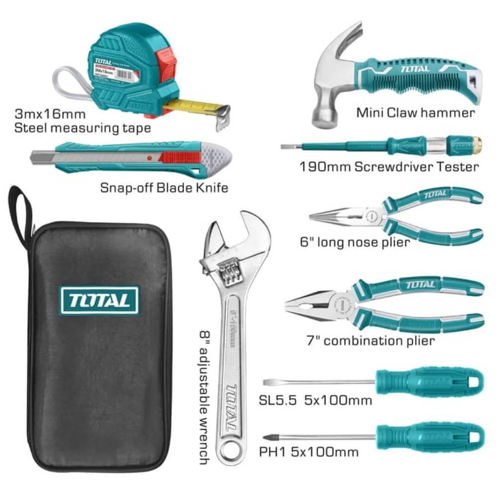 Total Multi-Purpose Hand Tools Set With Bag 9 Pcs Model THKTHP90096 (9 ...
