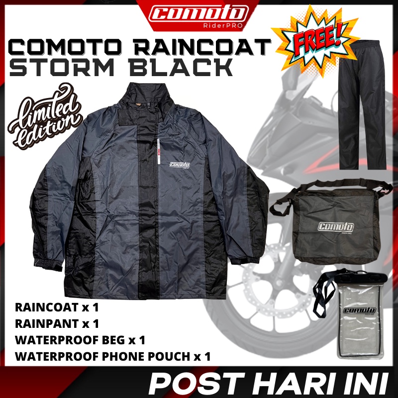 COMOTO Rain Coat Motorcycle Baju Hujan Waterproof Special CYAN (S TO ...