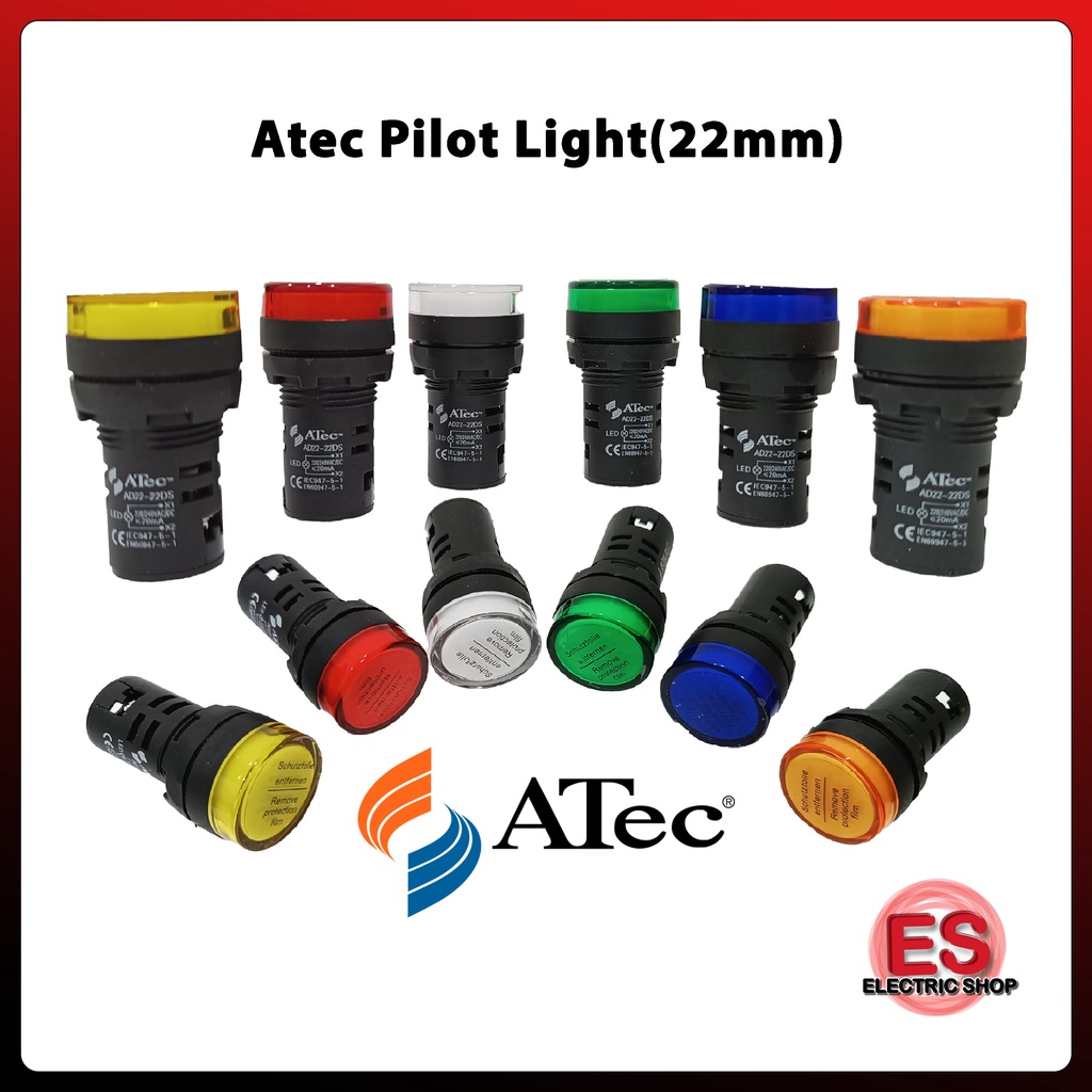 ATEC Pilot Light LED 240VAC/DC ( Red/Blue/Green/Amber/White ) AD22-22DS ...