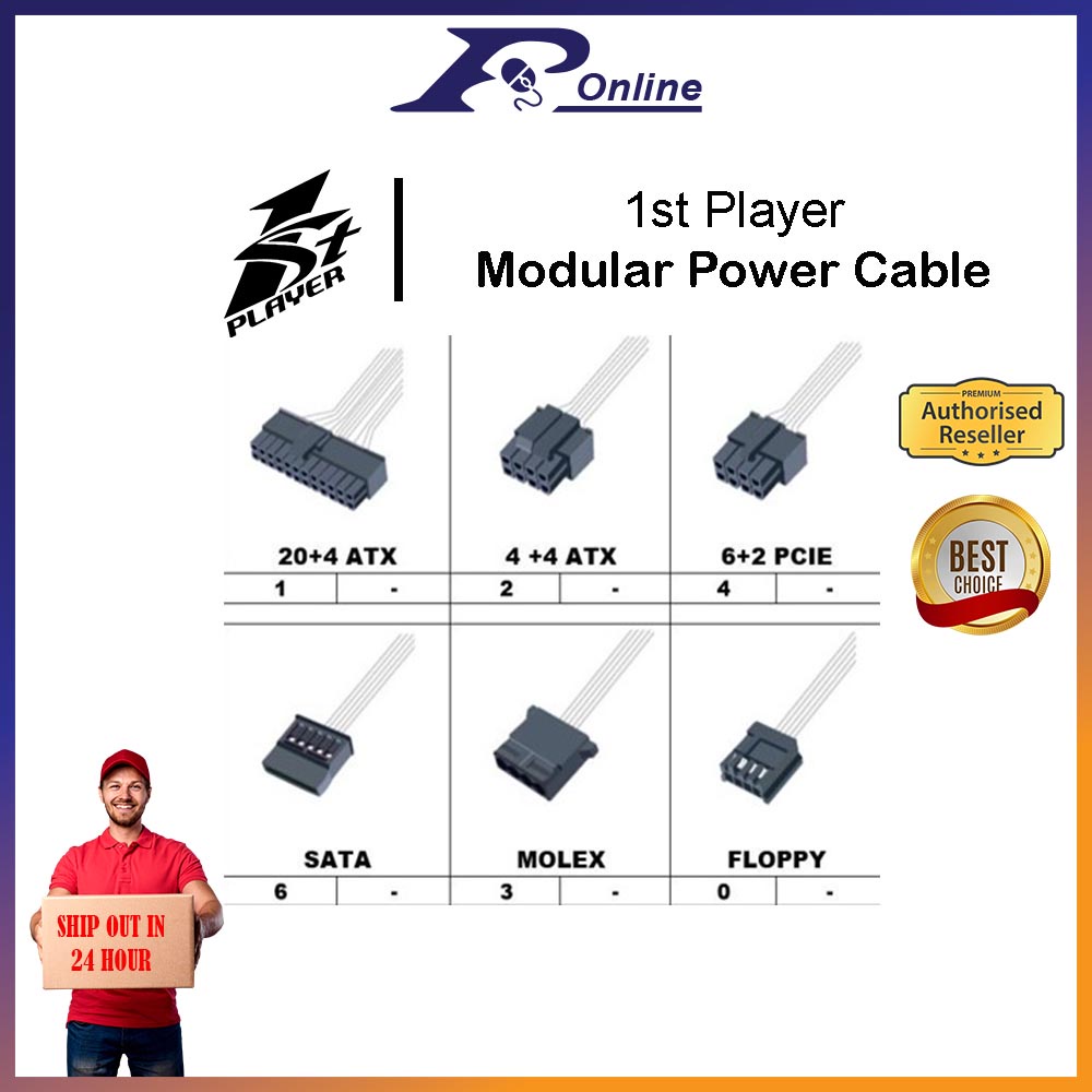 1st Player Modular Power Cable | Shopee Malaysia