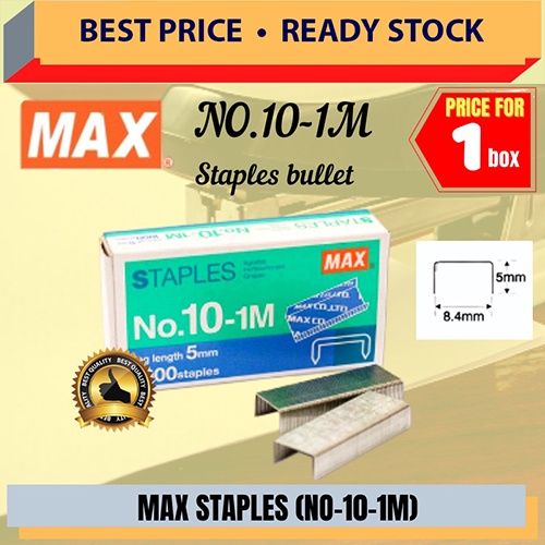 MAX STAPLES NO:10-1M (1 BOX) / Bullet Stapler / Ubat Stapler / HD-10 ...