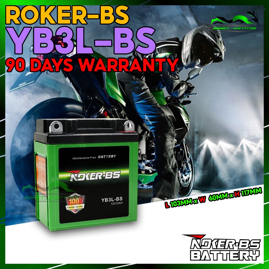 BATTERY BATERI ROKER-BS GEL YB3L / YB3 - BS FOR Y125 Y125 ZR RXZ CATALYZER Y110 Y110 SSII ...