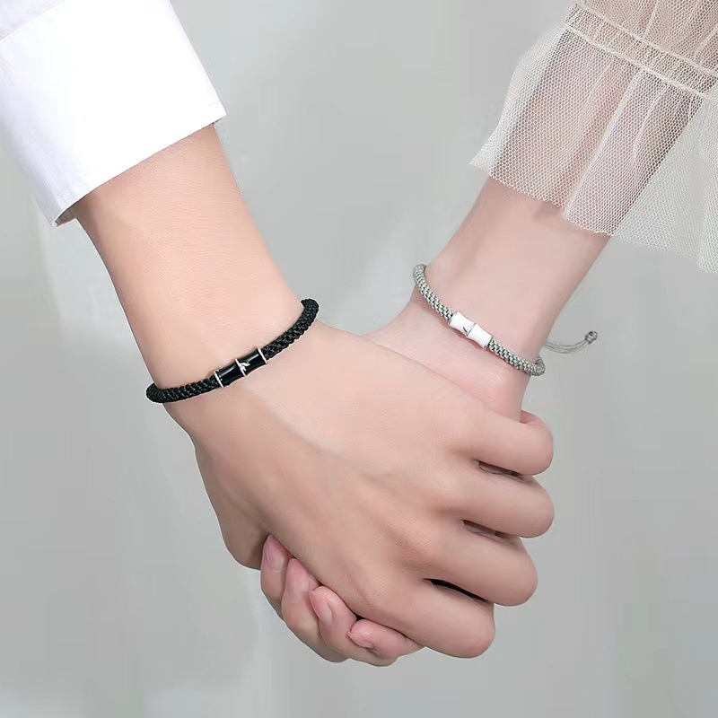 Bamboo set couple bracelet pair sterling silver men and women simple ...