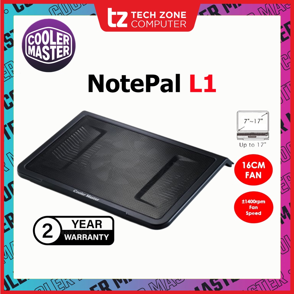 Cooler Master NotePal L1 UP TO 17 Inch Laptop Cooler (R9-NBC-NPL1-GP ...