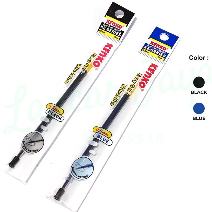 HITAM Kenko Gel Pen Refill Easy Gel - KE Series 0.5 mm (Black & Blue ...