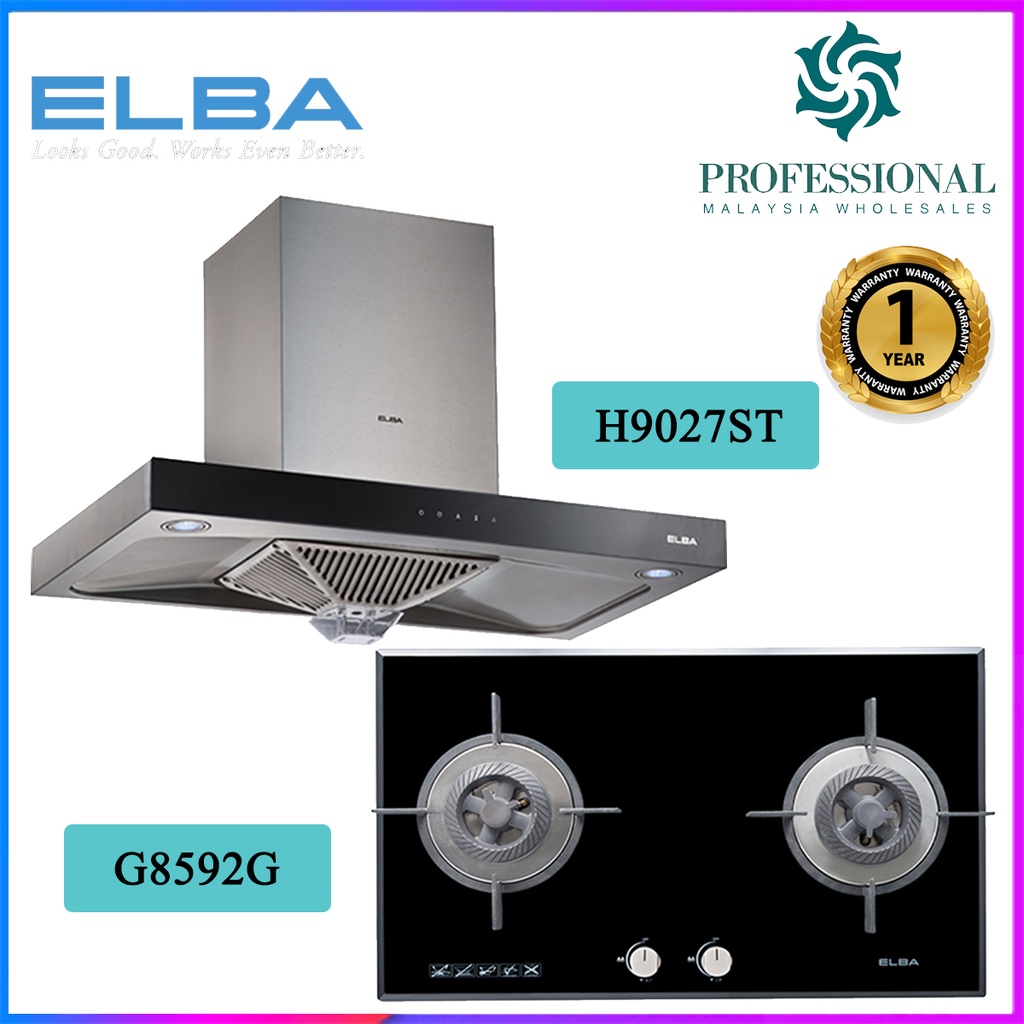 ELBA Elba Cooker Hood & Built In Glass Hob Combo EH-H9027ST(SS)+EGH ...