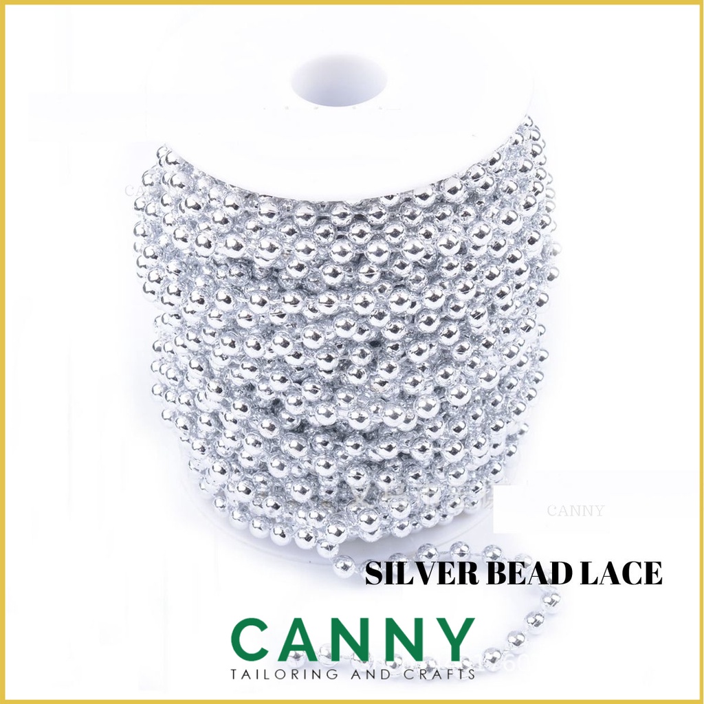 1 Meter Gold Silver Bead Lace 4mm / 5mm / 6mm / 8mm Round Loose Beads ...