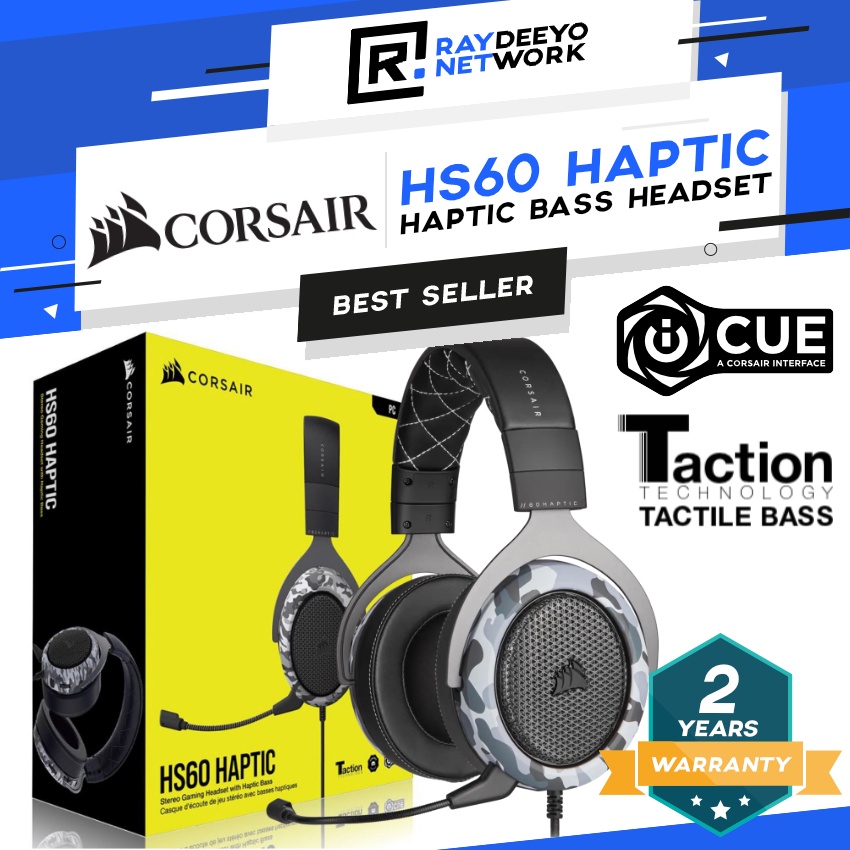 CORSAIR HS60 HAPTIC Stereo Gaming Headset [Haptic Bass/Powered By ...