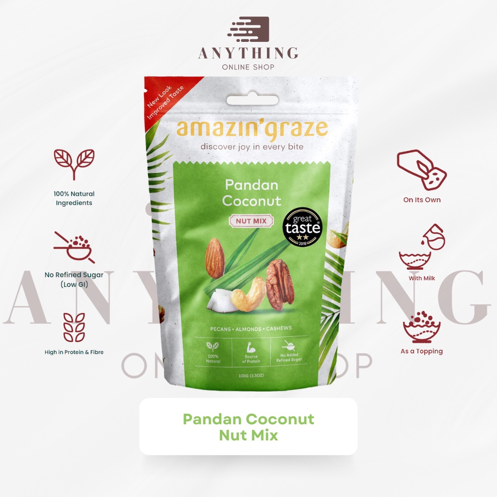 AMAZIN' GRAZE Pandan Coconut Nut Mix 100g | Shopee Malaysia